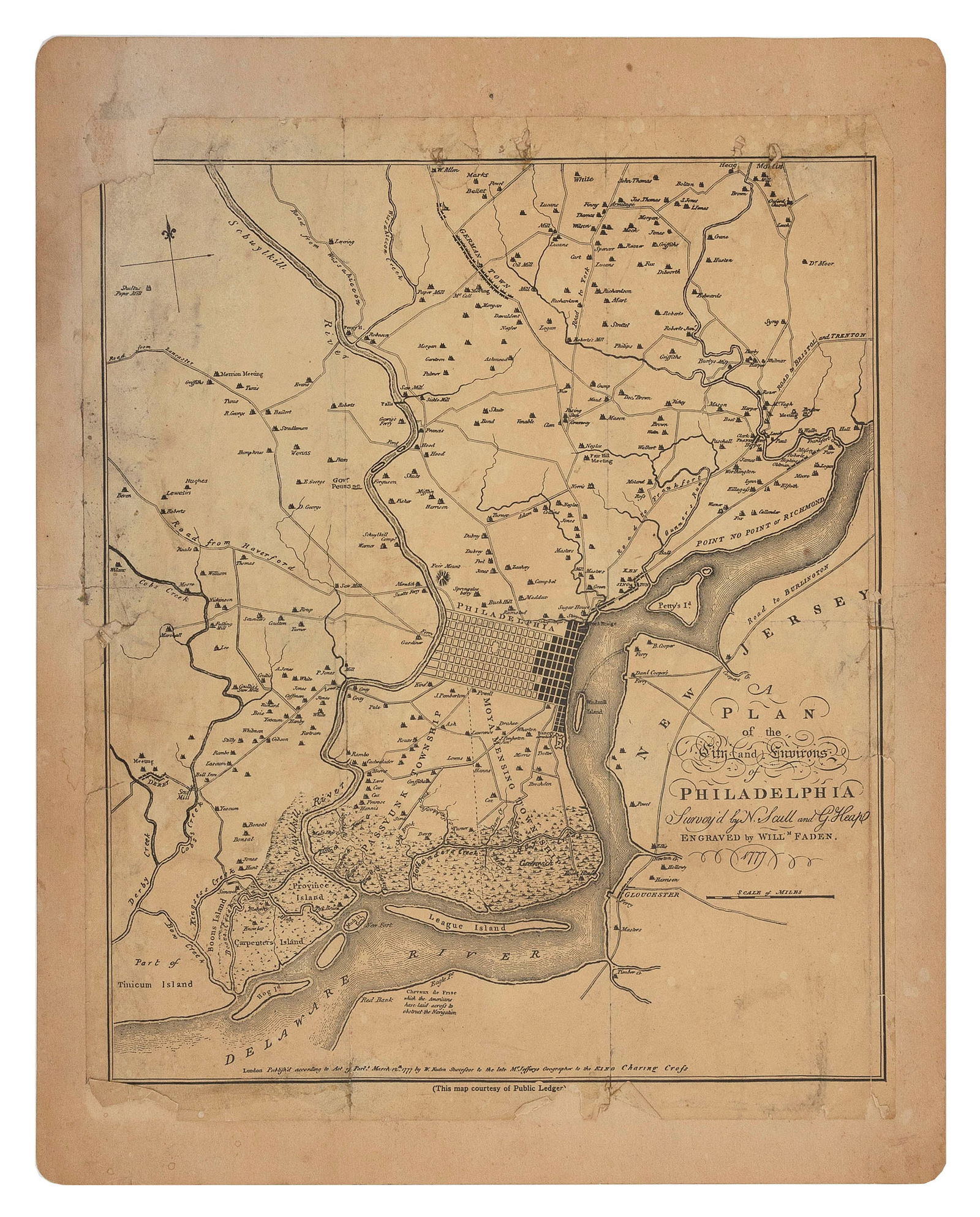 Nicholas Scull & George Heap’s Engraved Map Of Philadelphia 1777 Sheet ...
