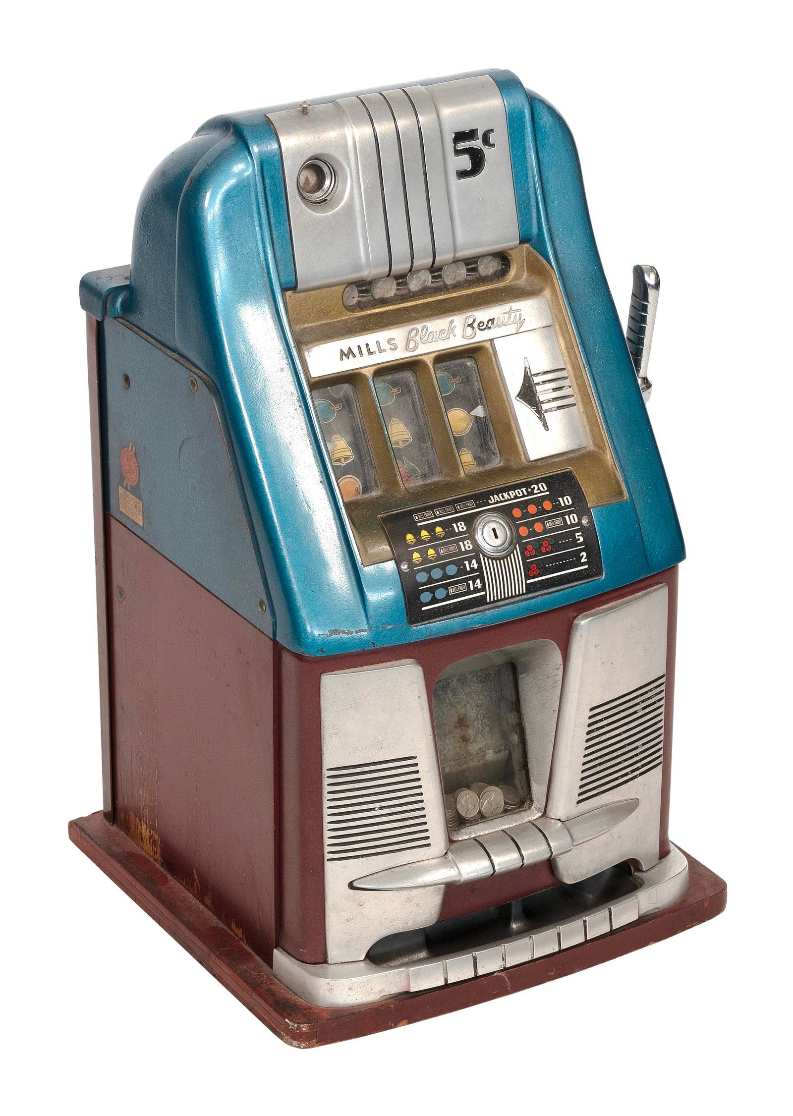 Mills Black Beauty Five-cent Slot Machine Circa 1948 Height 26.5 ...