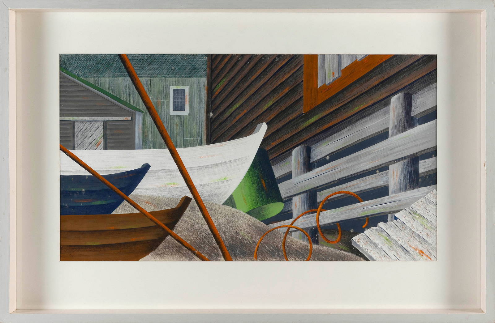 Edgar Corbrige (massachusetts/rhode Island, 1901-1988), Wharf Scene ...