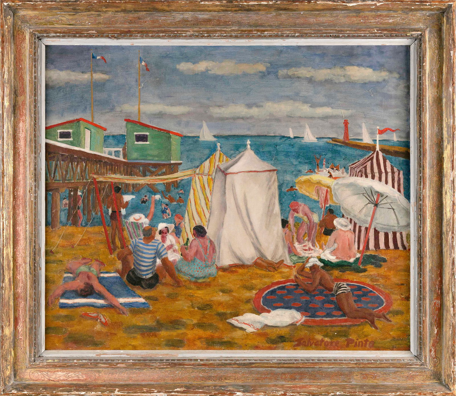 Salvatore Pinto (pennsylvania/italy, 1905-1966), Beach Scene, France ...
