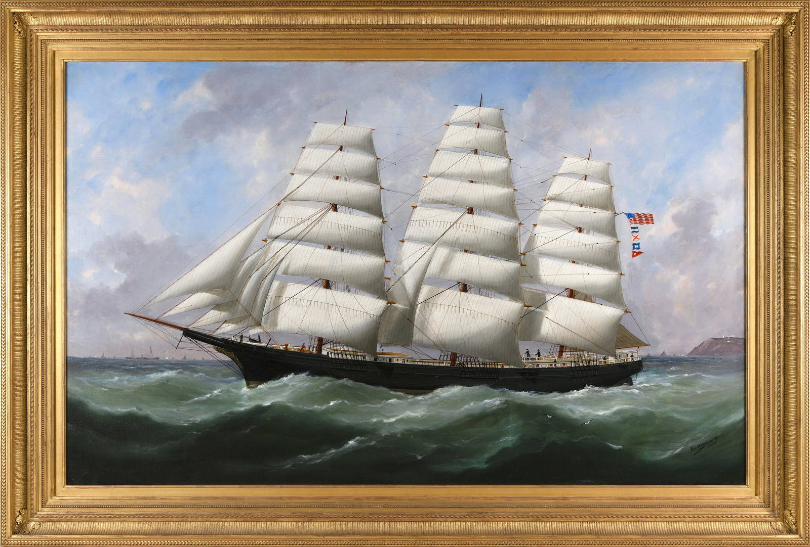 Edouard Adam I (france, 1847-1929), Portrait Of The Clipper Ship Parker ...