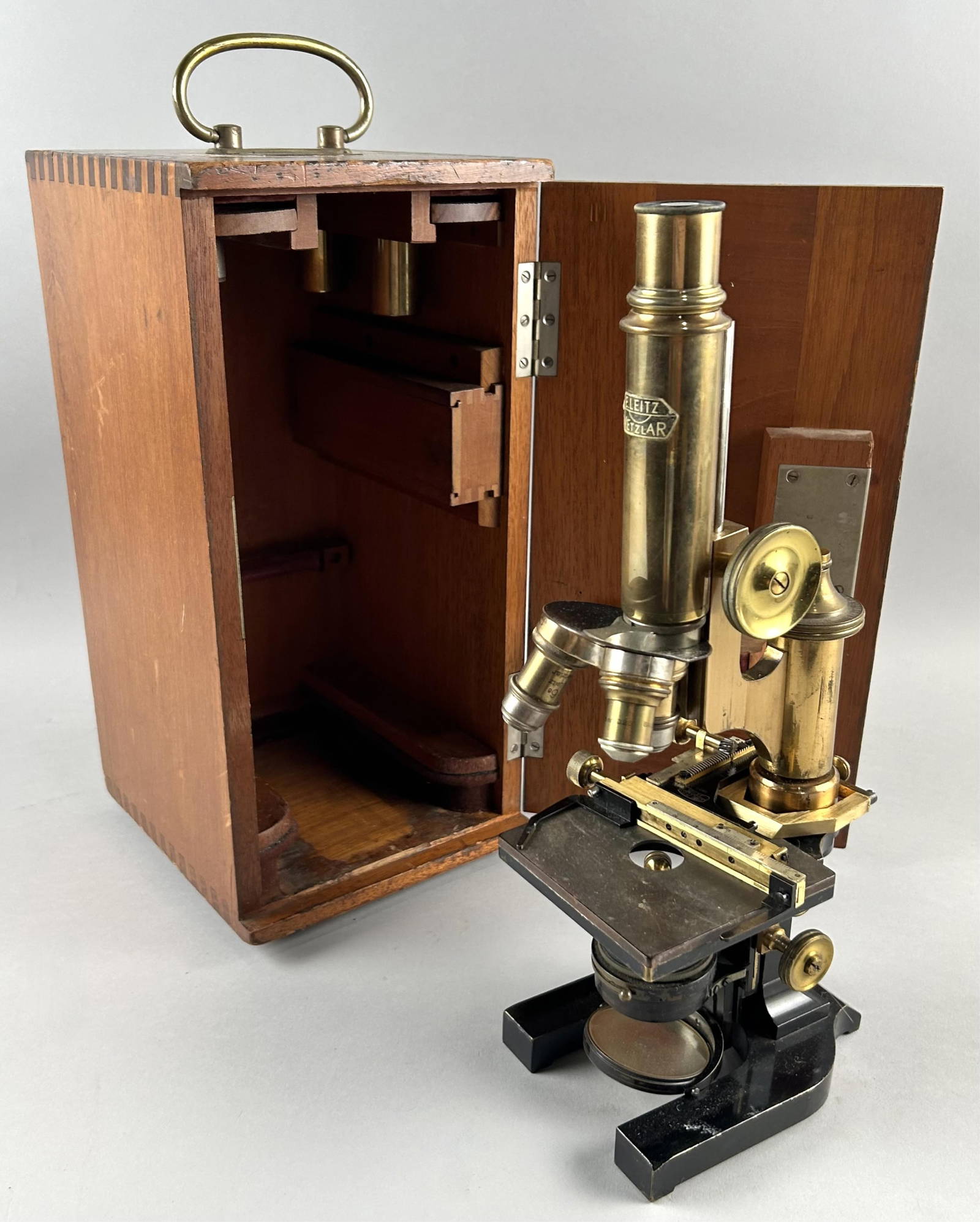 Ernst Leitz Wetzlar Cased Brass Microscope Germany, Early 20th Century ...