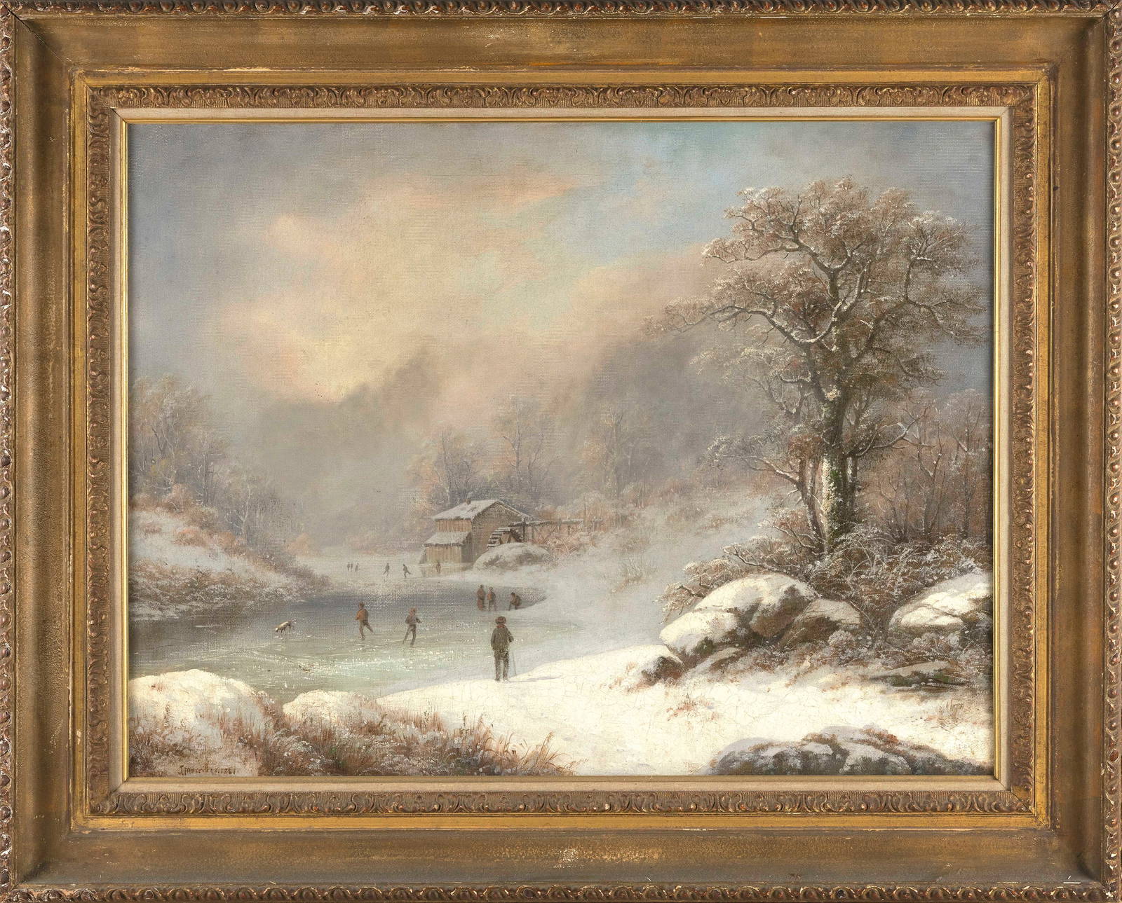 Attributed To George Gunther Hartwick Skating Scene., Oil On Canvas, 24 ...