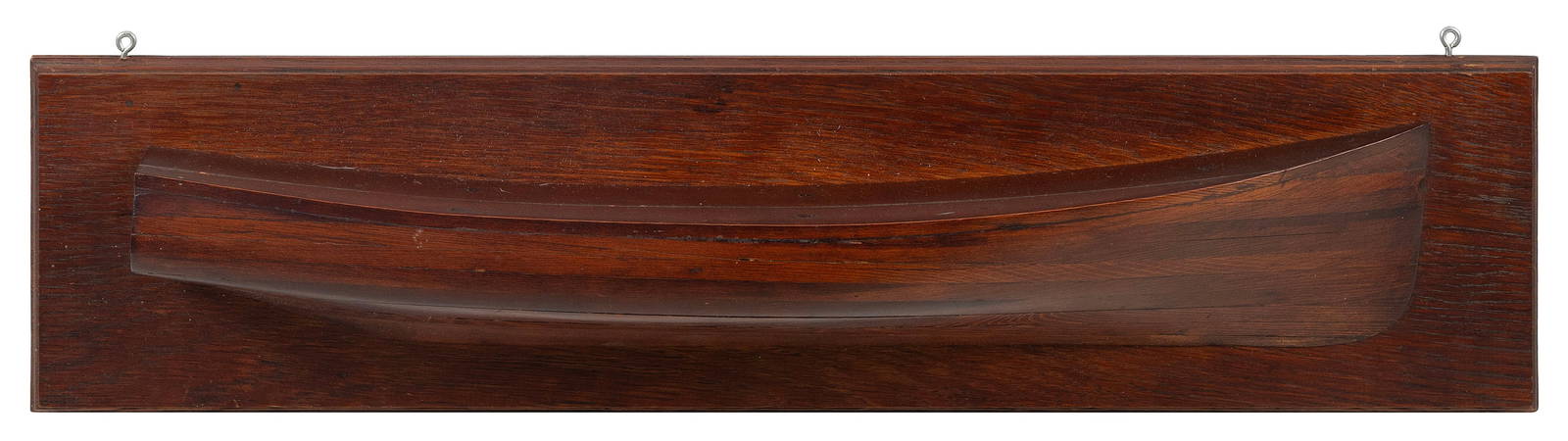 Mounted Half Hull Model 20th Century Oak Backboard 8" X 33”. Auction