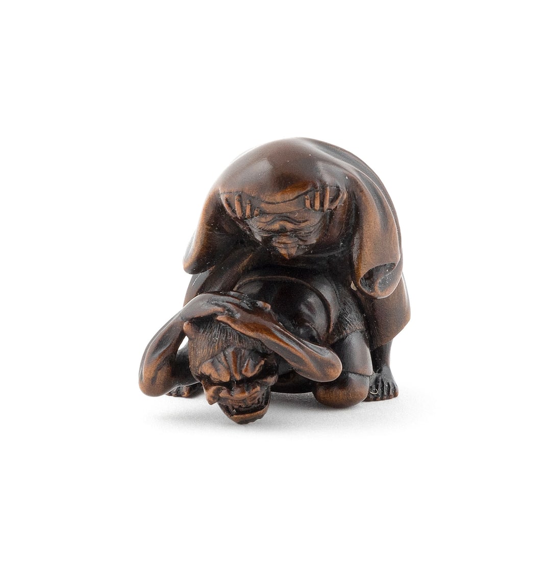 Japanese Carved Wood Netsuke By Hoshunsai Masayuki Late 19th Century ...