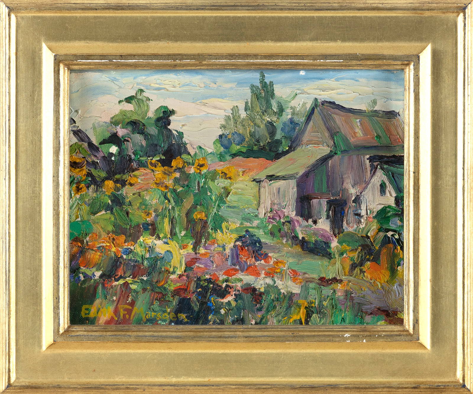 Edith Frances Marsden (massachusetts, 1880-), House With A Garden., Oil ...