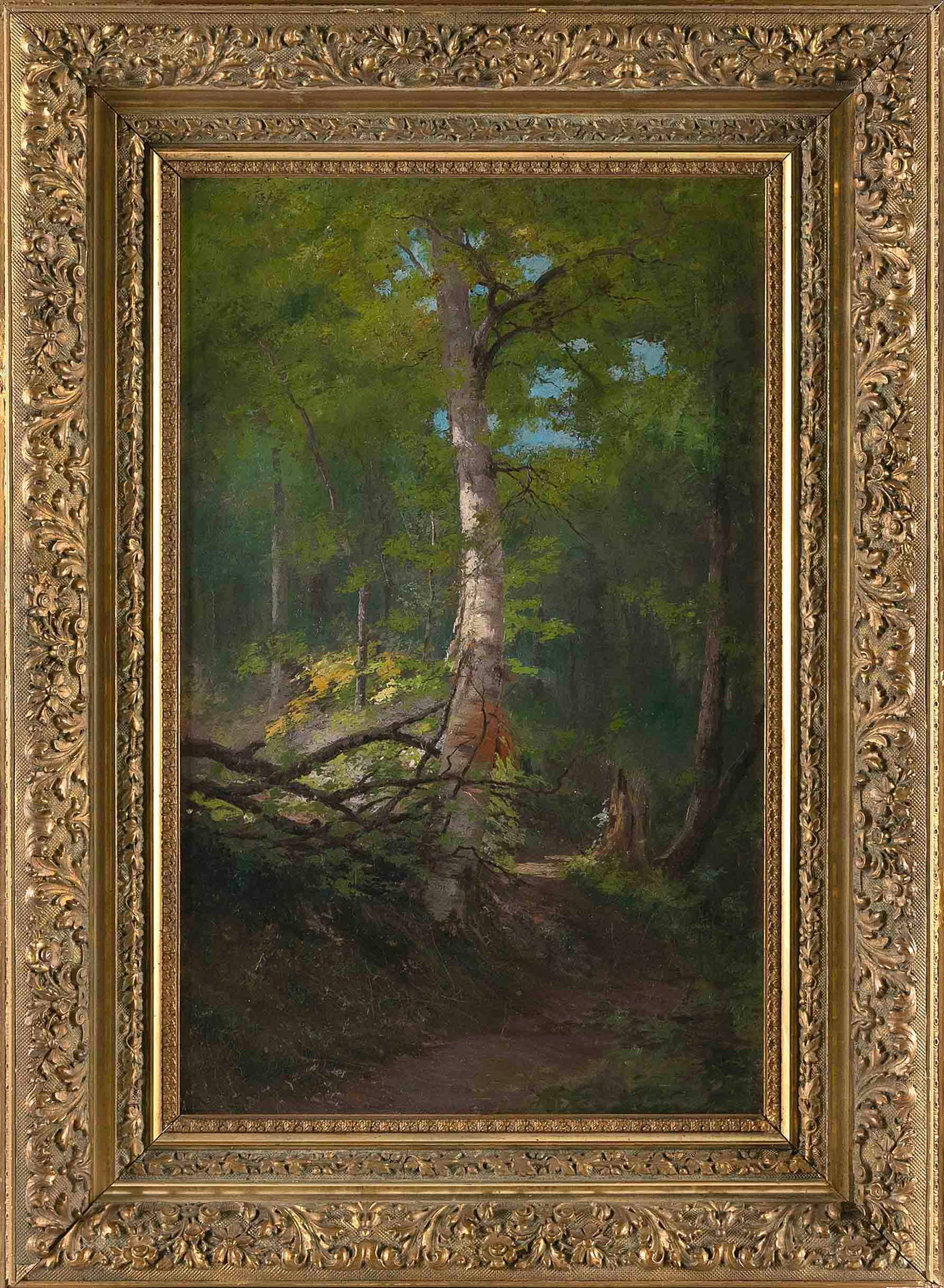 Edward Hill (new Hampshire/california/oregon, 1843-1923), A Forest Path., Oil On Canvas, 26" X ...
