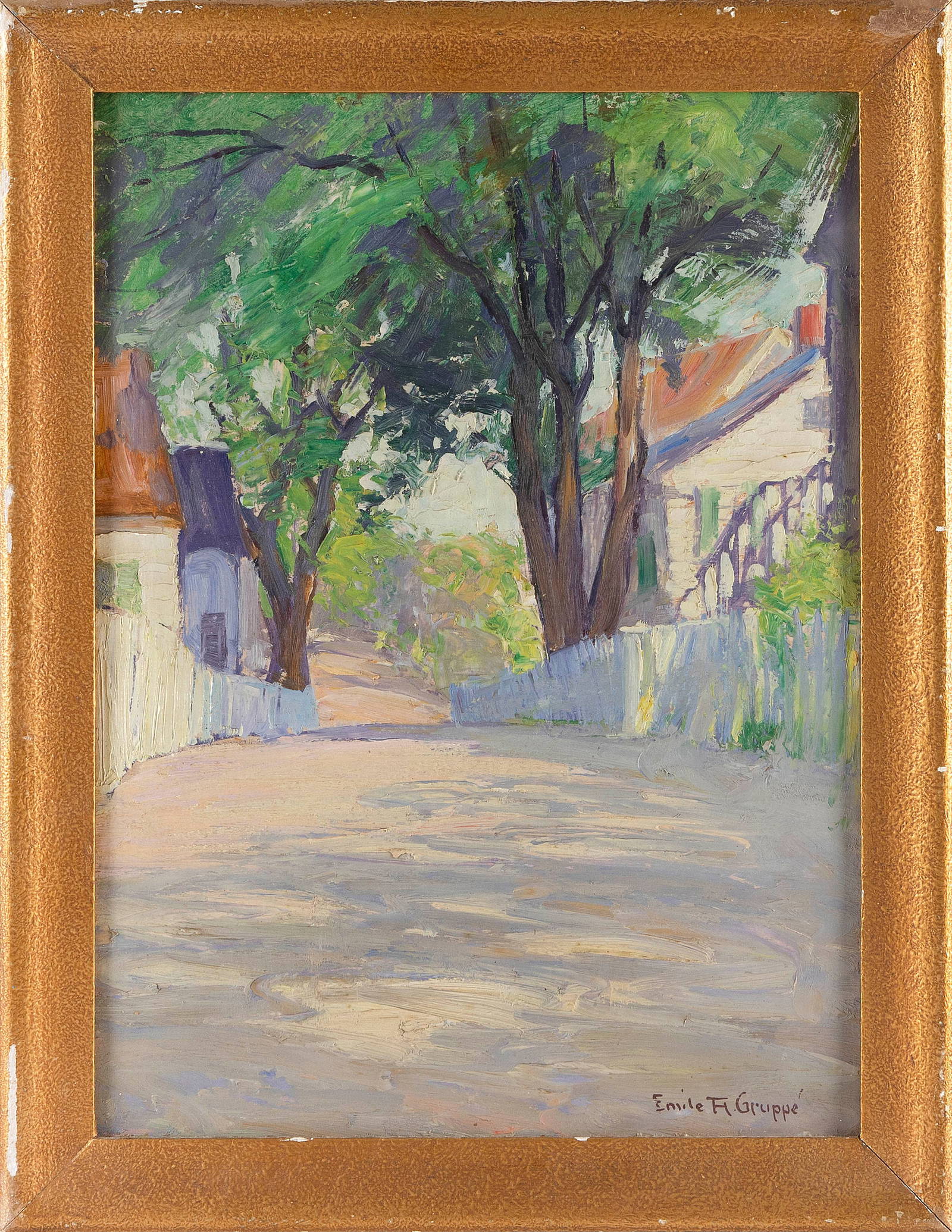 Emile Albert Gruppe (massachusetts, 1896-1978), Village Street Scene ...
