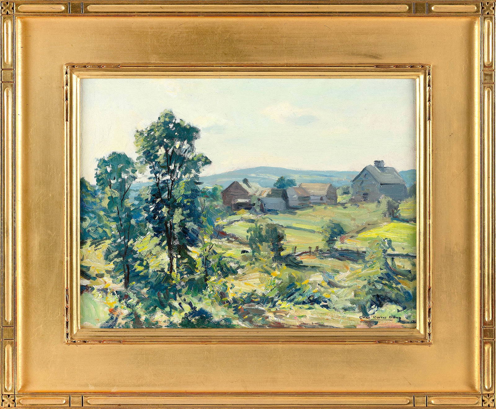 Charles Curtis Allen (massachusetts/vermont, 1886-1950), Hilltop Farm., Oil On Canvas Board, 12 ...