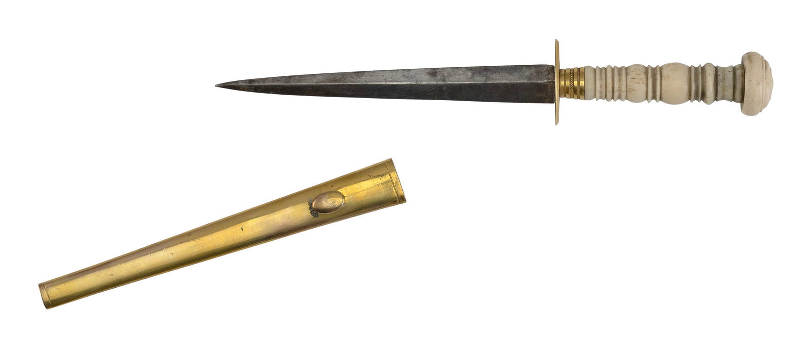 Whalebone-handled Dagger 19th Century Total Length 8.25". Auction