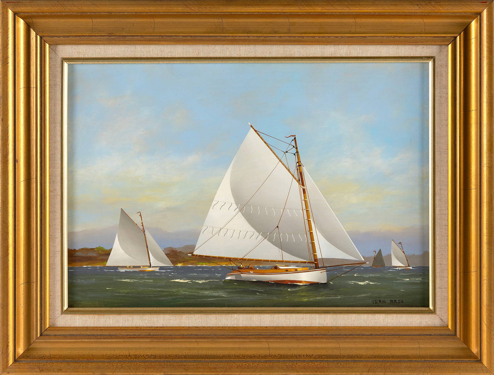 Vernon George Broe (maine/illinois, 1930-2011), Sailboats Off The Coast ...