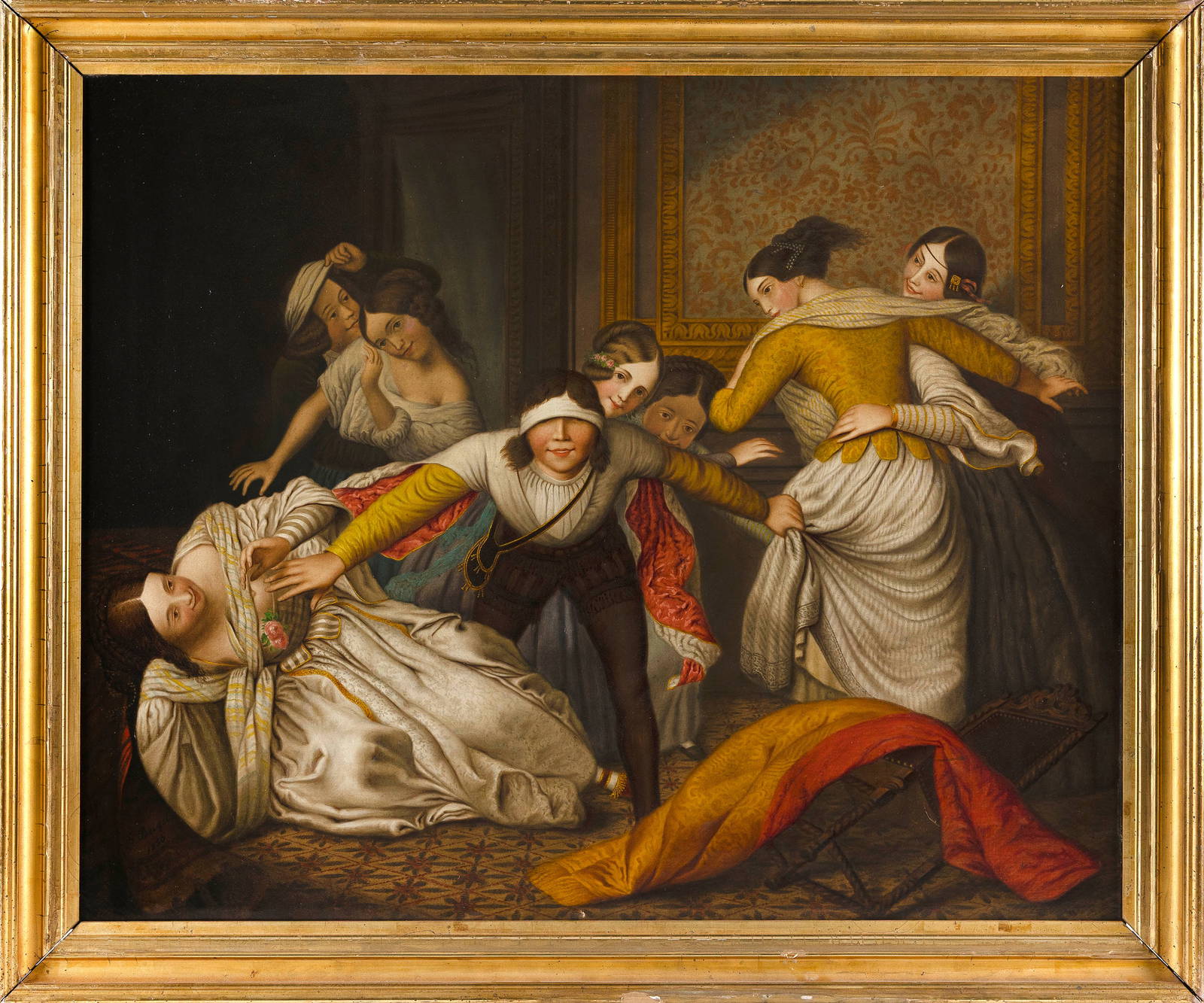 George A. Beigel (germany, 1820-1897), Playing Games., Oil On Canvas ...