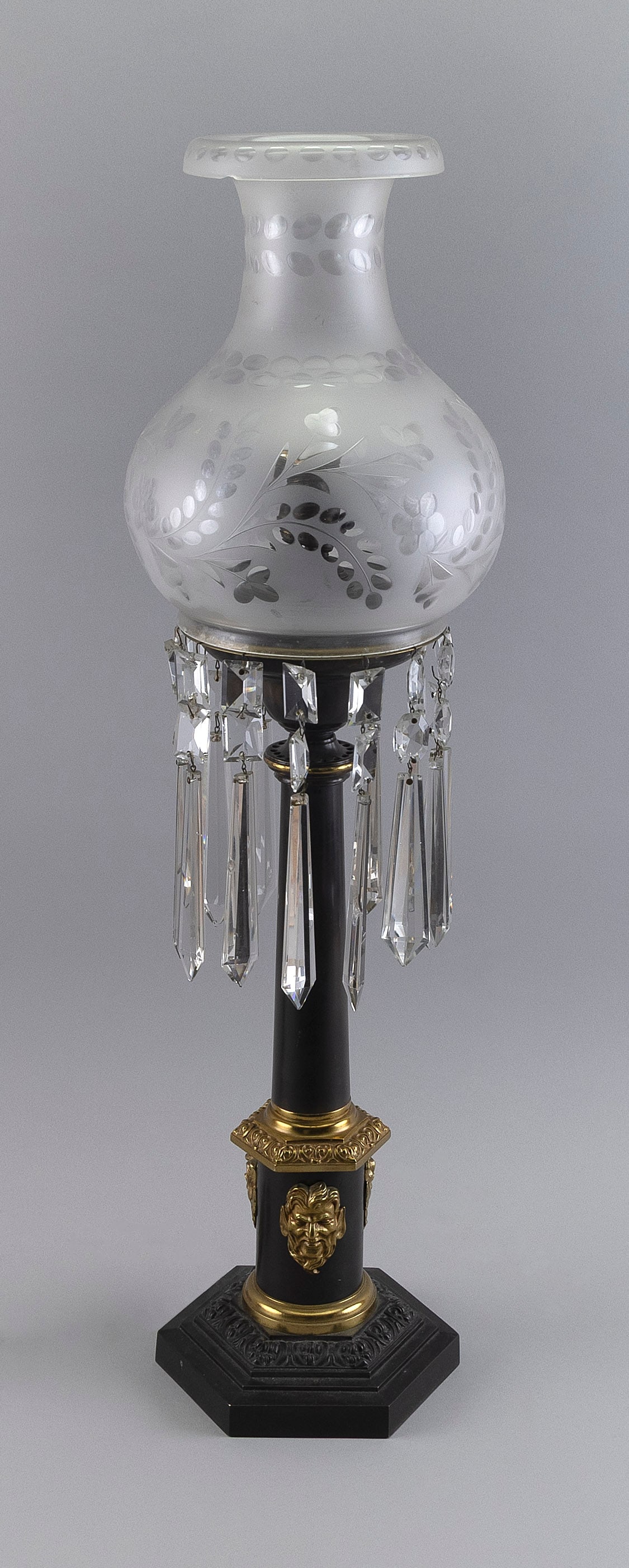 French Bronze Astral Lamp Mid-19th Century Height 29". Shade Collar ...