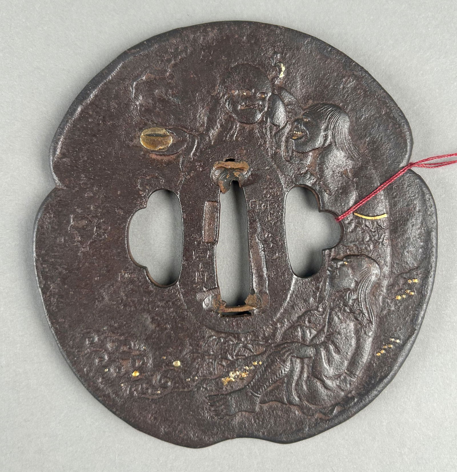 Japanese Bronze Mokko Tsuba 19th Century Length 3.5". Auction