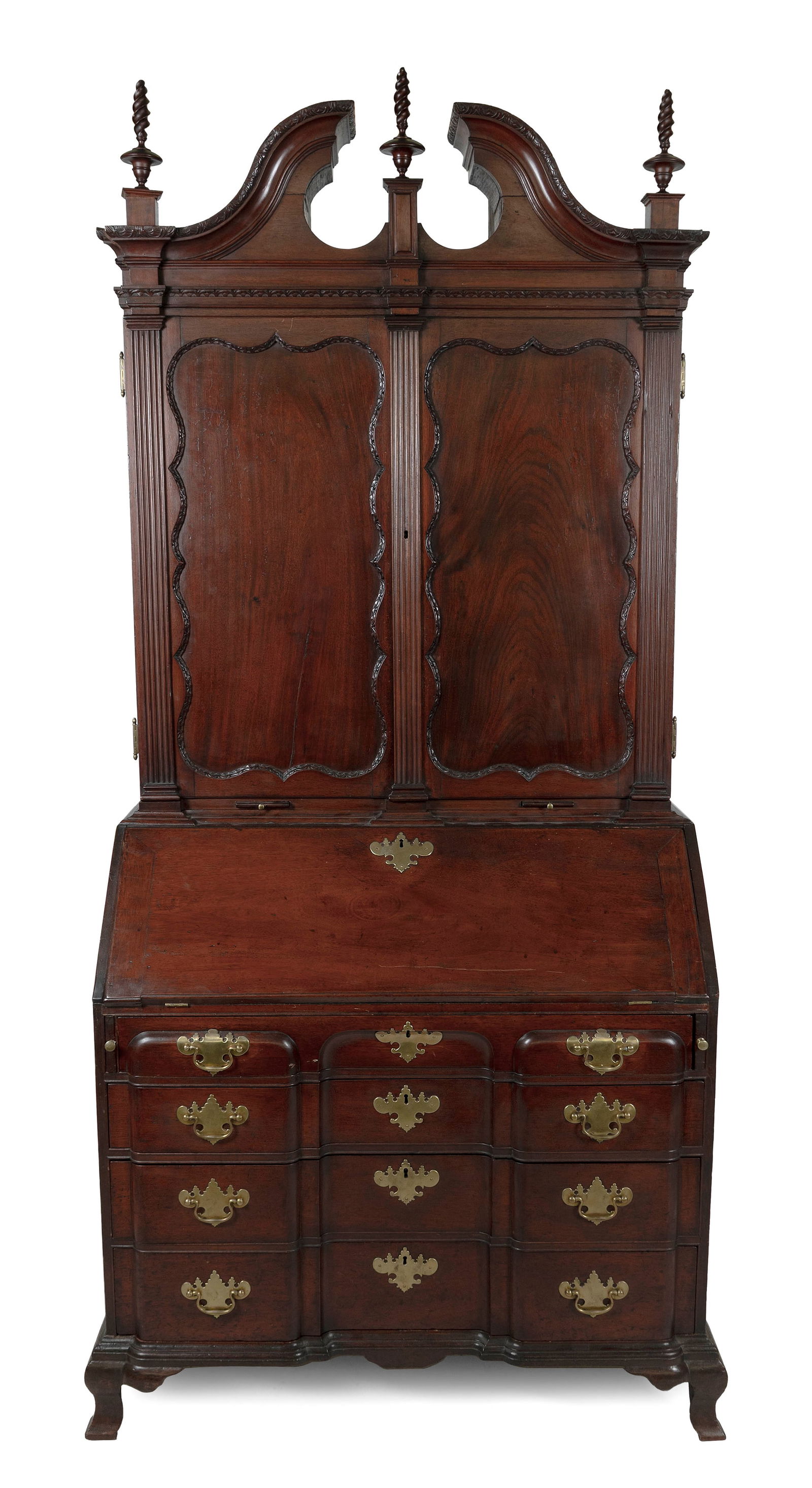 Chippendale Mahogany Block-front Secretary Boston, Circa 1780 Height 96 ...