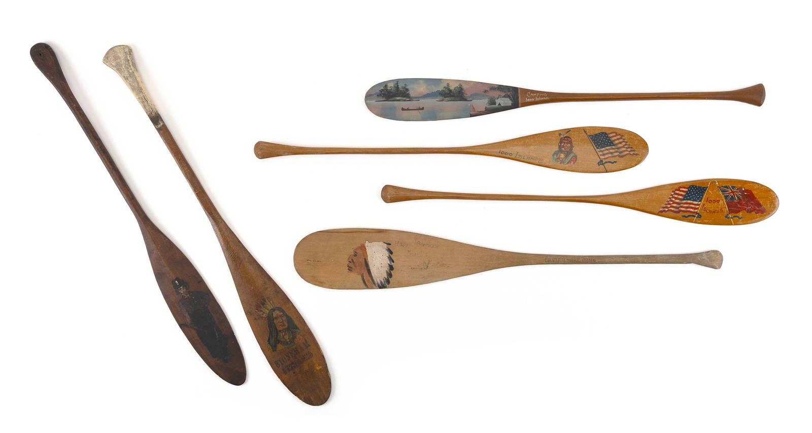 Six Souvenir Miniature Paddles From The Thousand Islands Area Early ...