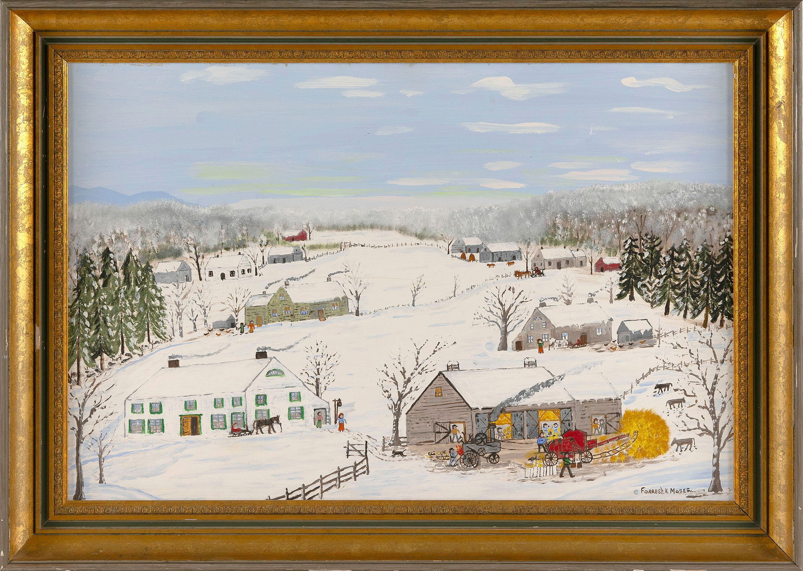 Forrest King Moses (new York, 1893-1974), "winter Thrashing"., Oil On ...