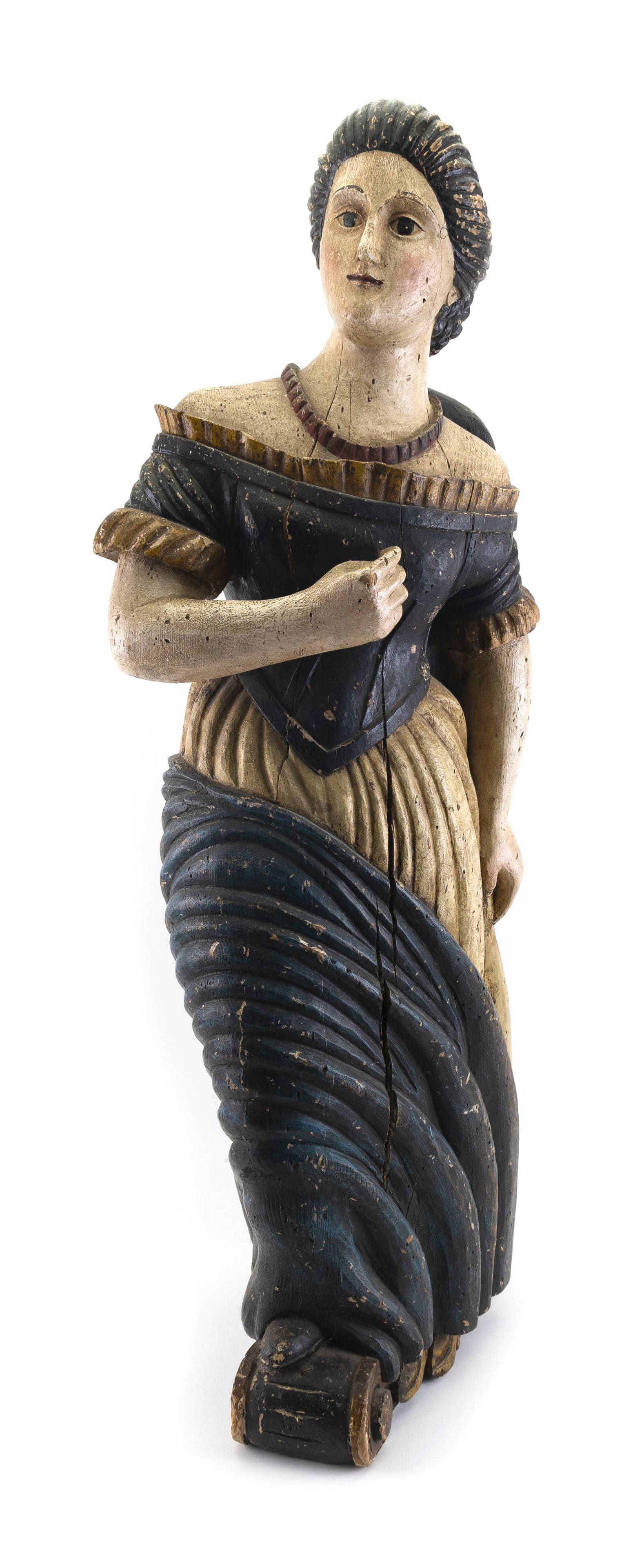 Carved And Painted Figure Of A Woman, In The Style Of A Figurehead 20th ...