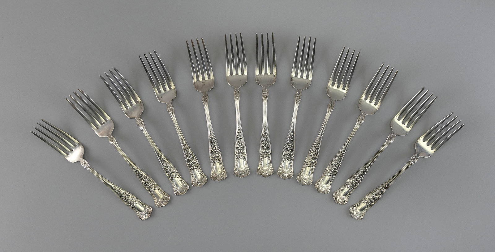 Set Of Twelve Gorham "maryland" Sterling Silver Luncheon Forks ...