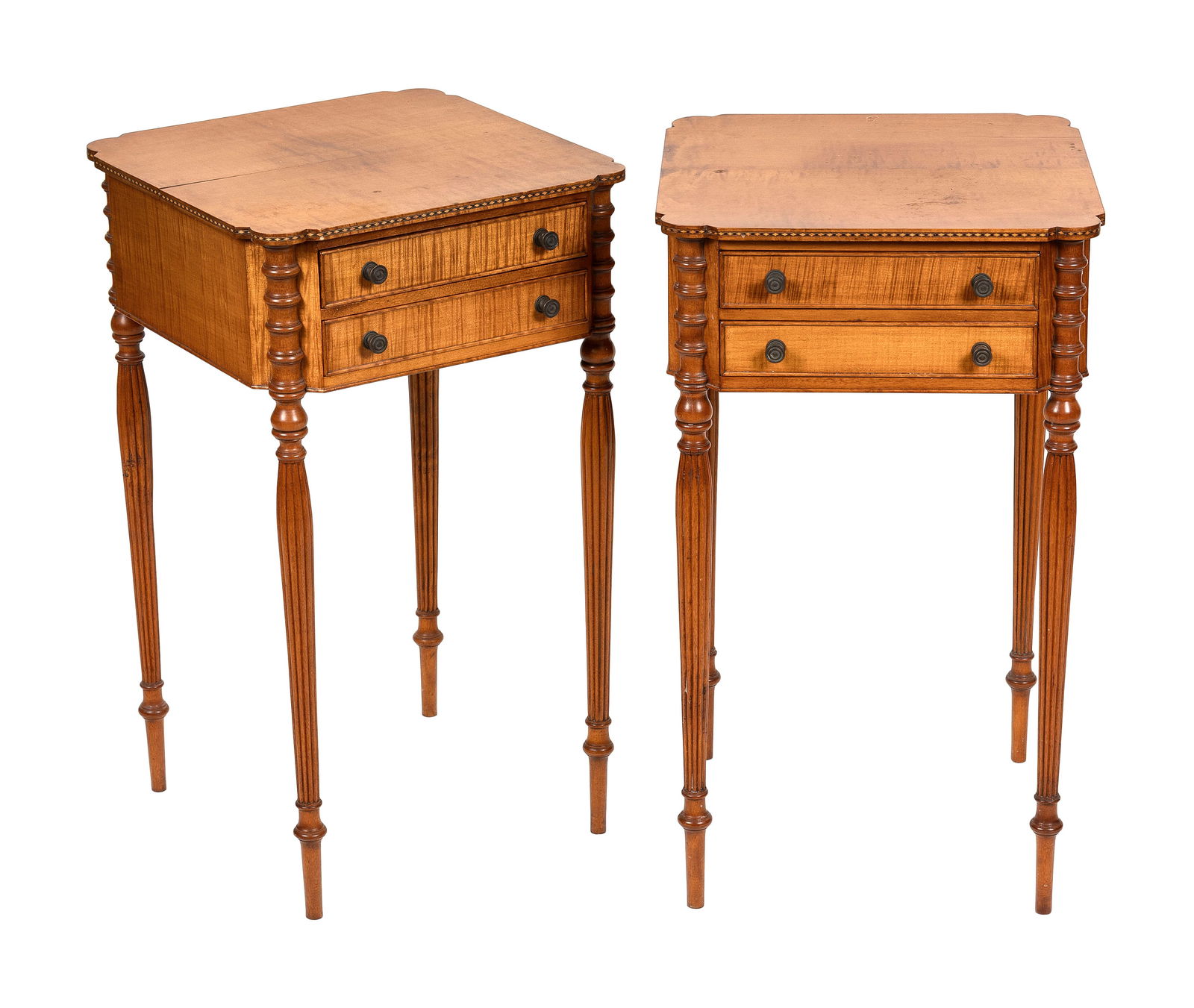 Near-pair Of Sheraton-style Tiger Maple Side Tables Contemporary ...