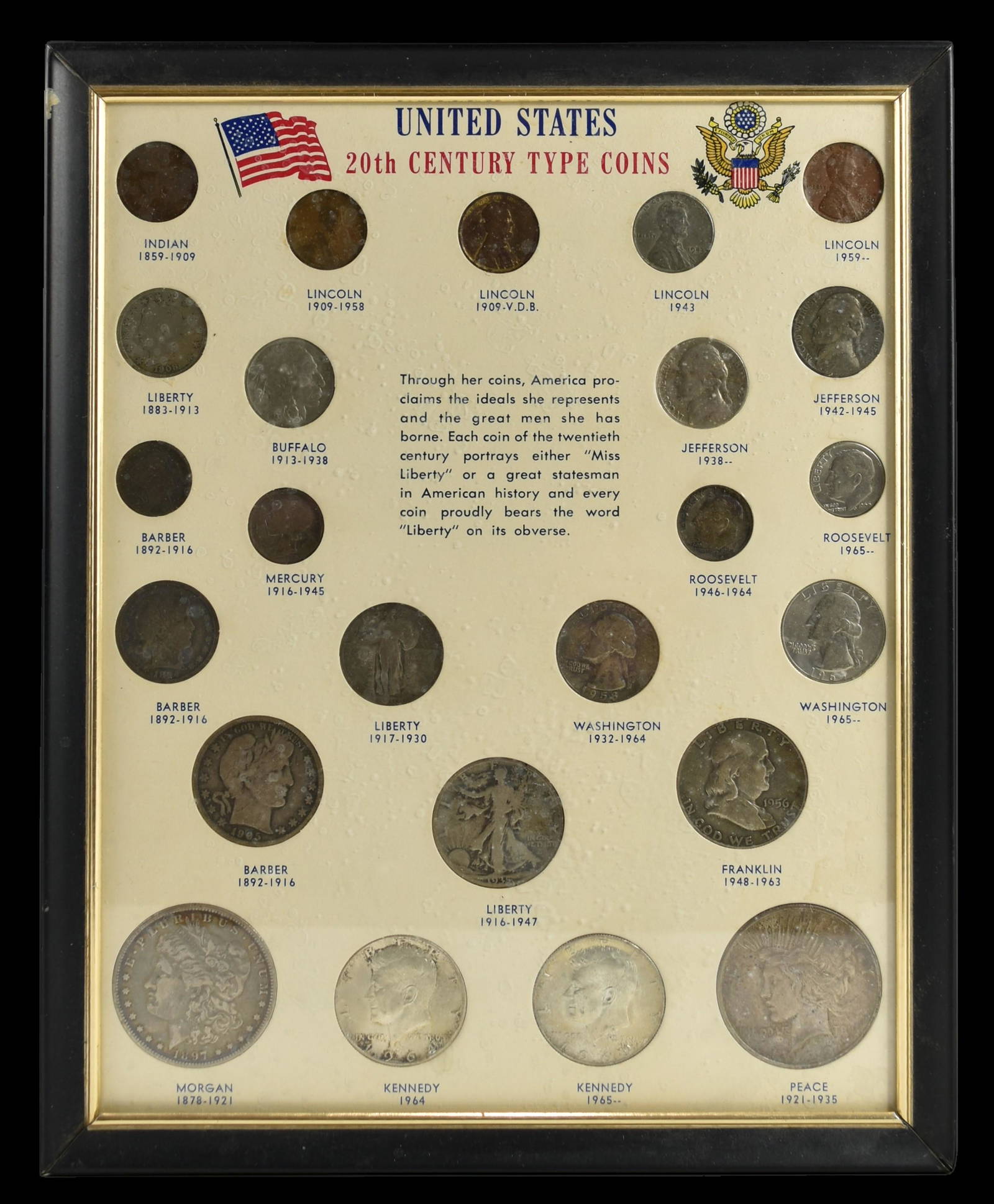 A Framed Set Of United States 20th Century Type Coins Auction
