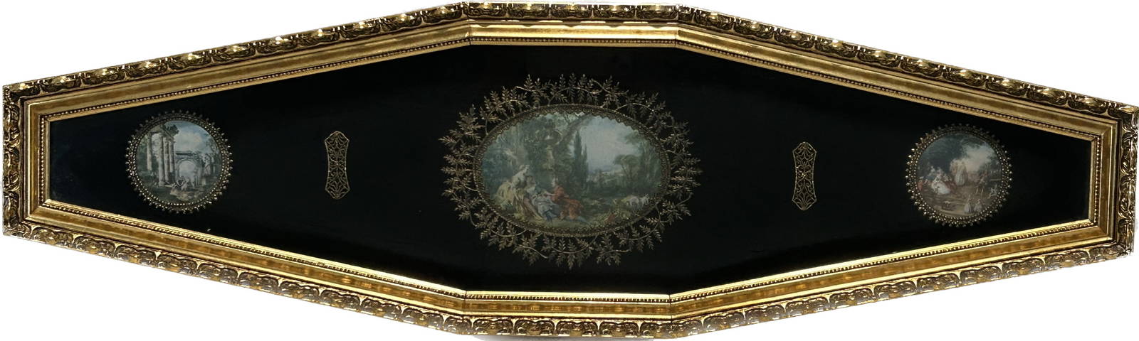 Vintage Rococo Style Scenery Prints In A Elongated Octagonal Victorian ...