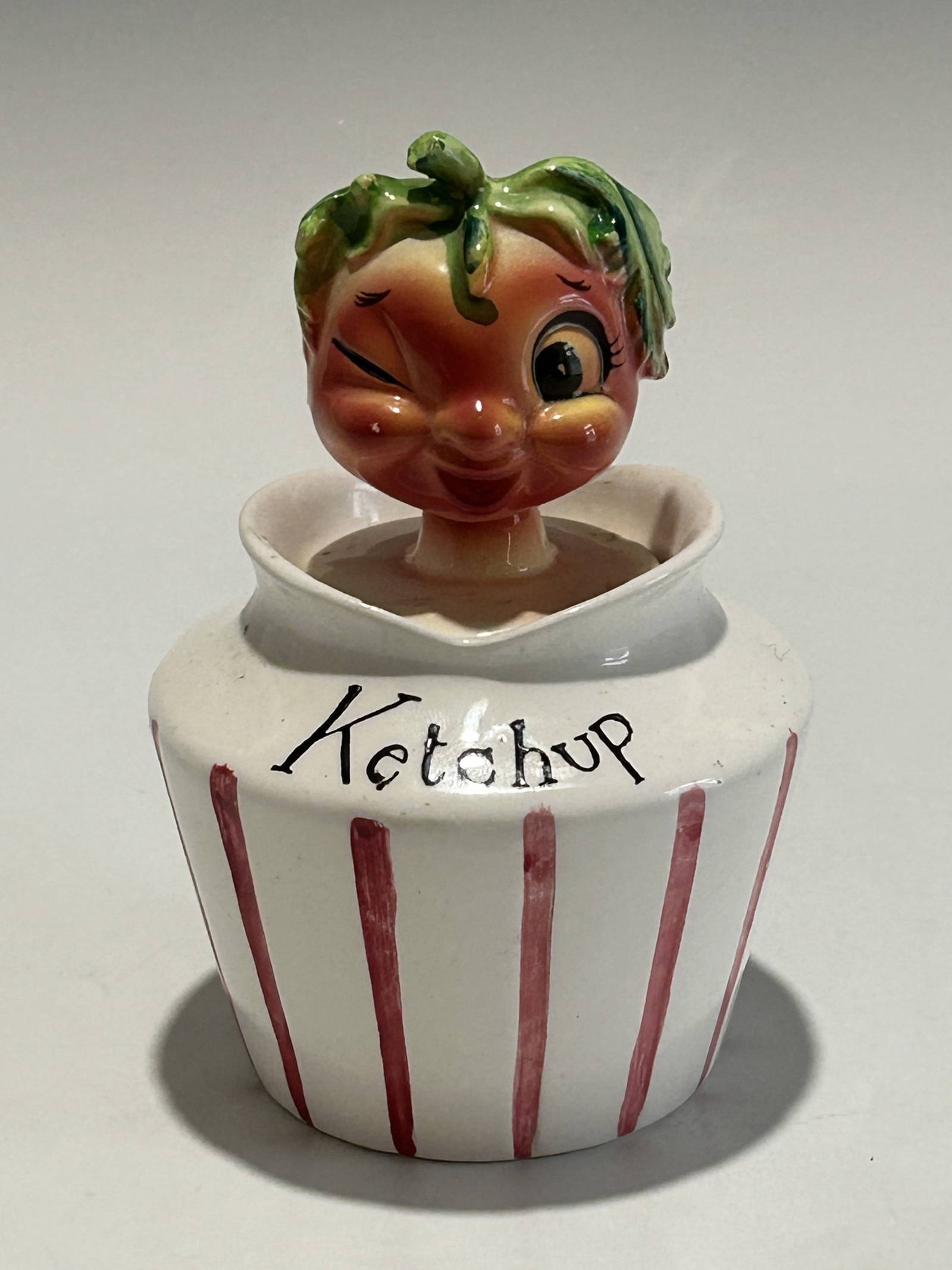 A Holt Howard Pixie Ware Ketchup Condiment Jar With Winking Tomato Head ...