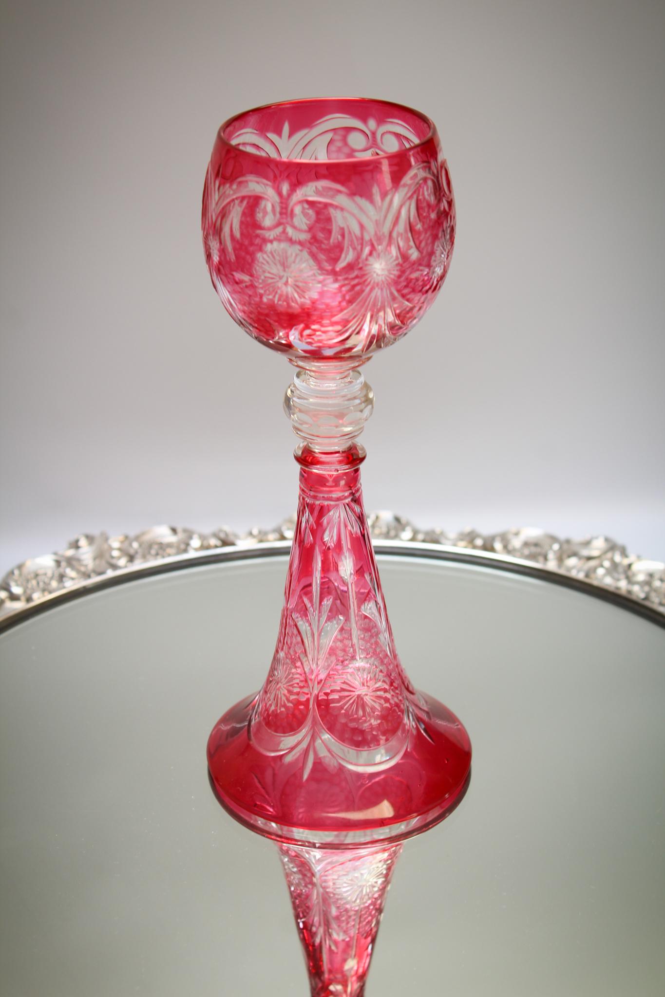 Rare Cranberry Stevens & Williams Cut Stem Brilliant