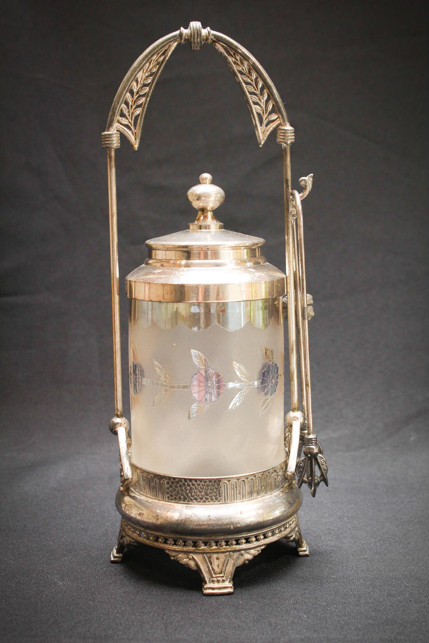 Rare New England Glass Pomona Meriden Silverplate