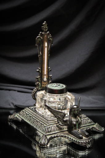 Sphinx Cast Iron Inkwell Thermometer