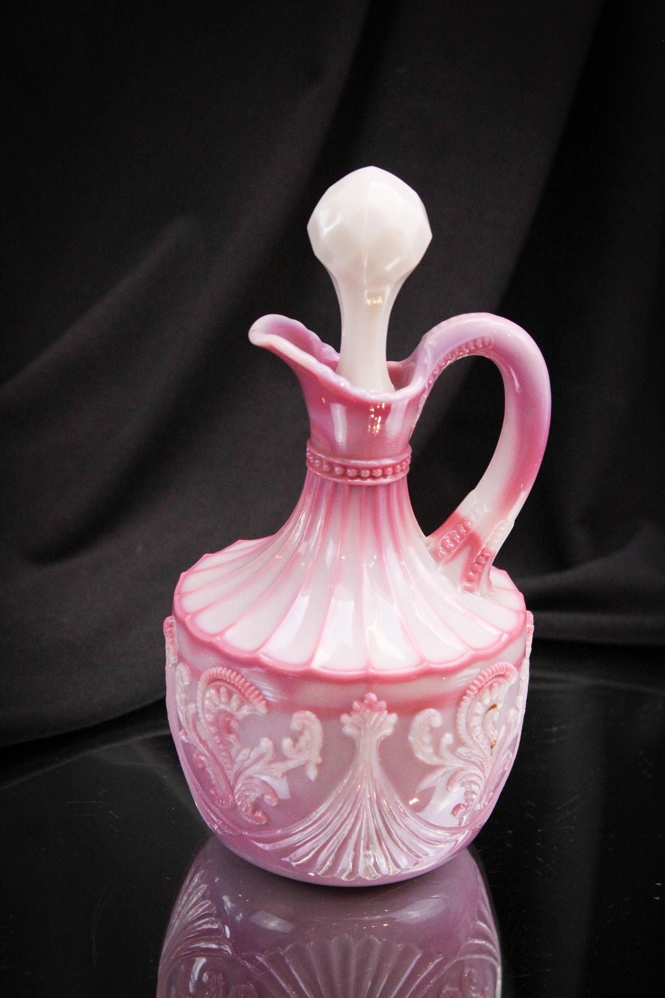 Northwood Victorian Pink Slag Inverted Fan & Feather Cruet Auction