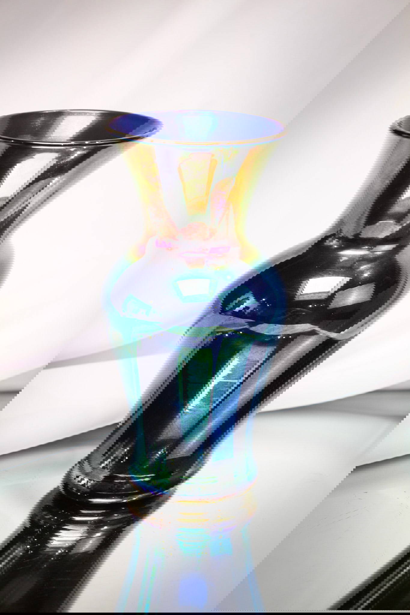 Imperial Freehand Glass Lead Lustre Cobalt Irridescent Vase Auction