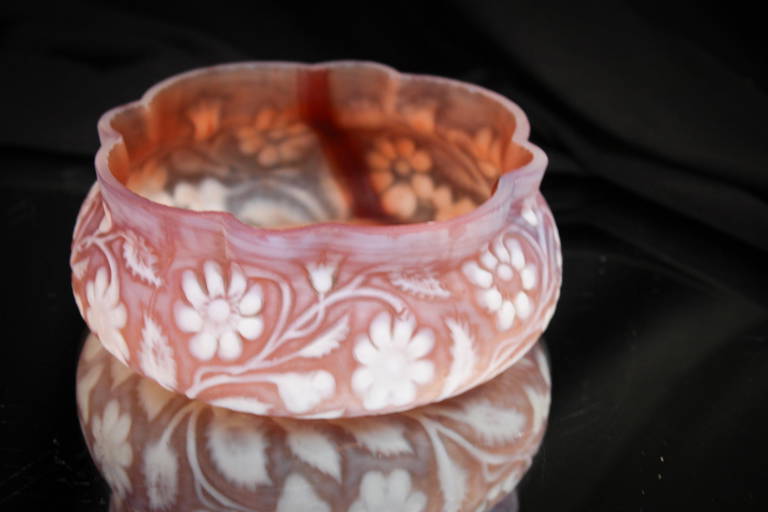 Rare Findlay Floradine Cranberry Opalescent Glass Berry Bowl