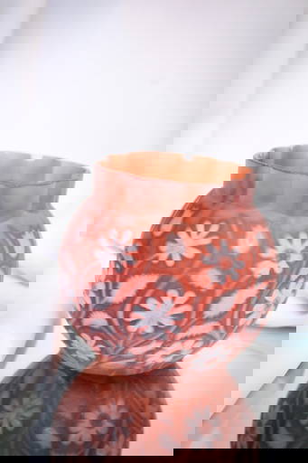 Cranberry Opalescent Findlay Floradine Glass Spooner