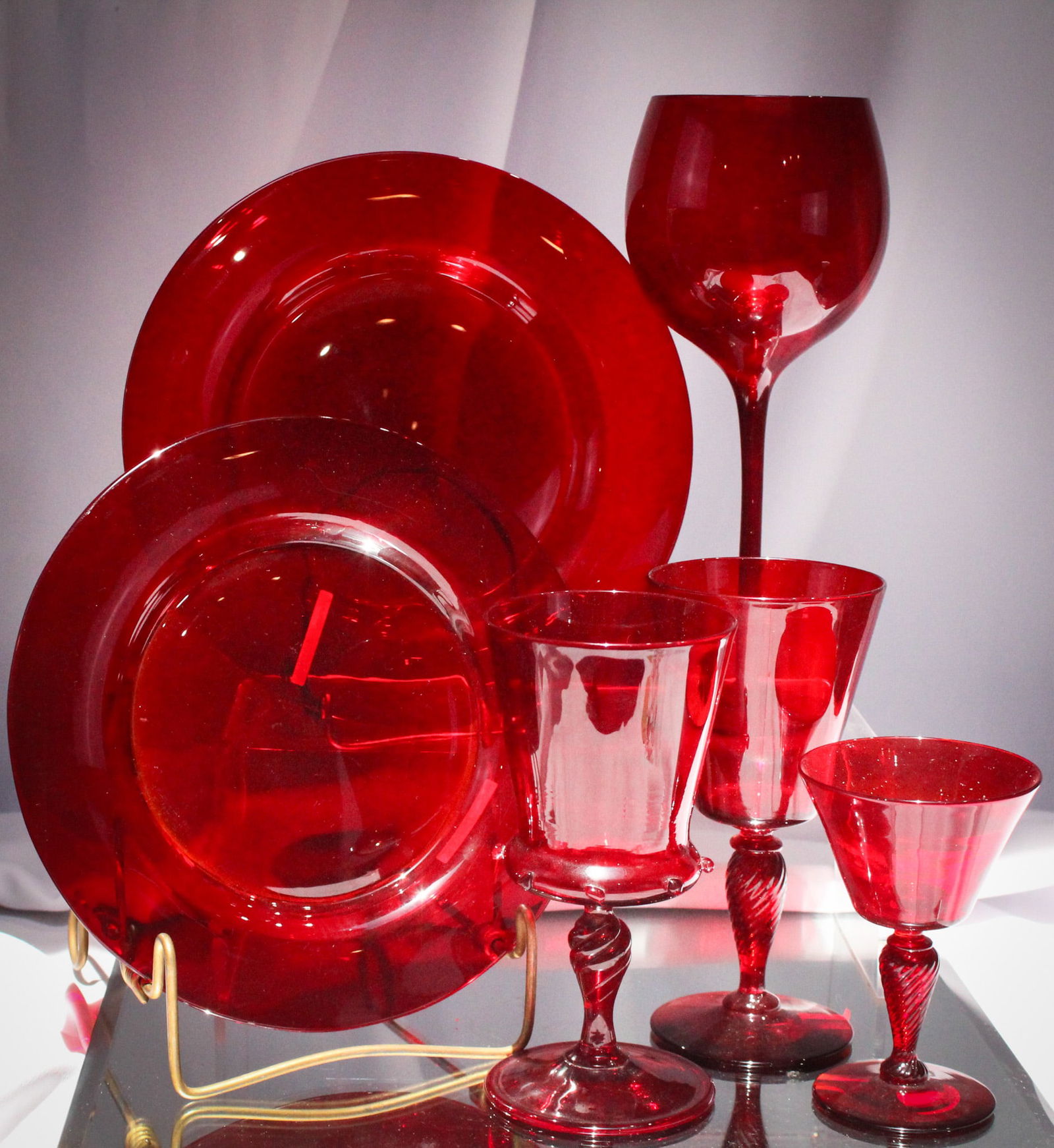 6 Pc Lot Steuben Glass Selenium Red Auction
