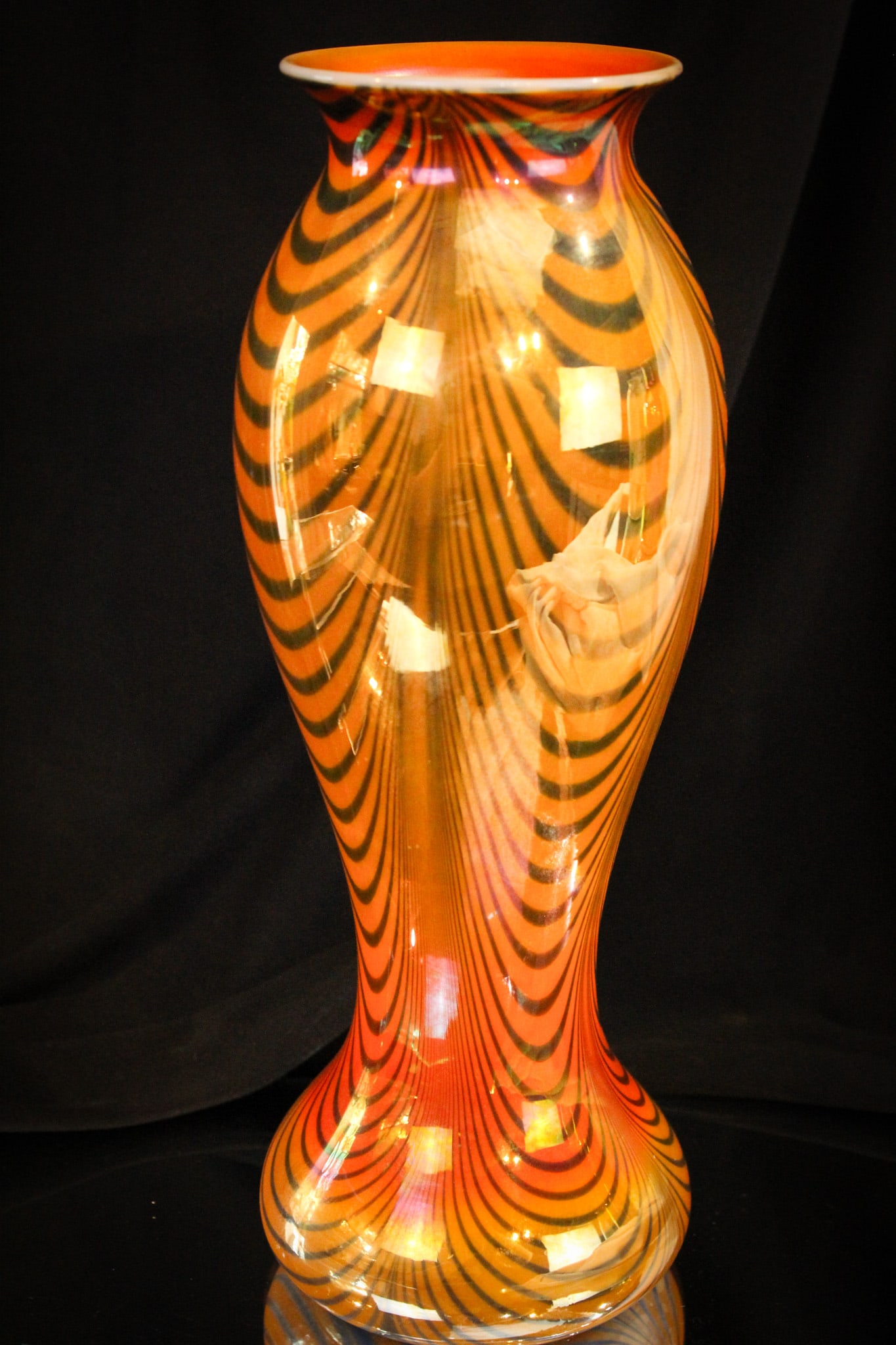 Imperial Freehand Lead Lustre Orange Festoon Vase Auction