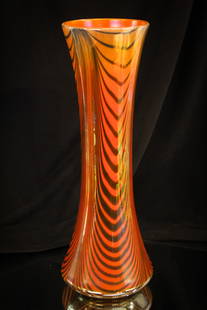 Imperial Freehand Lead Lustre Orange Festoon Vase Auction