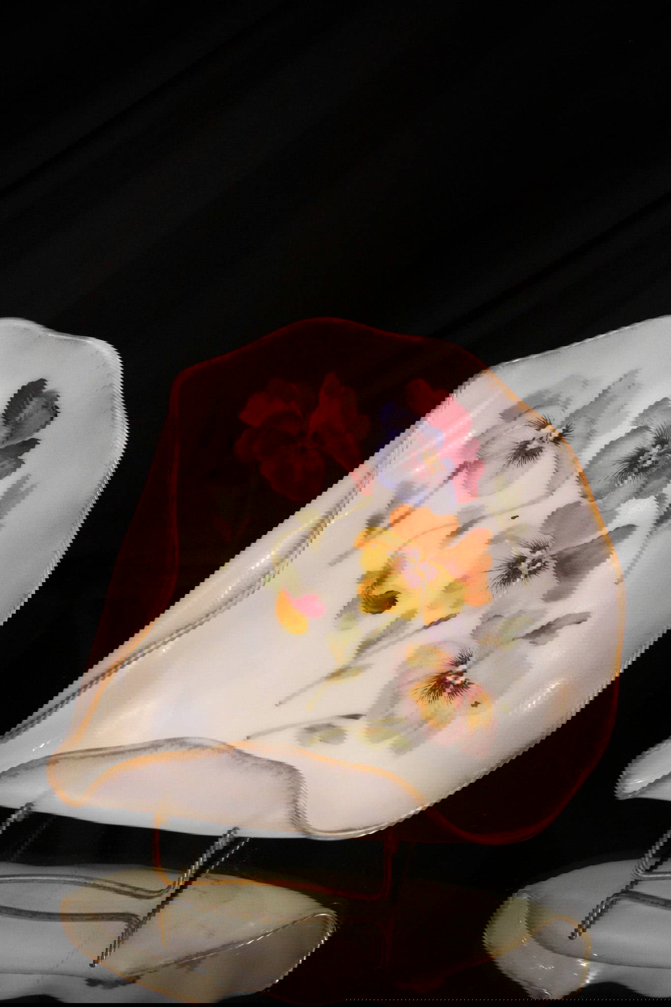 Mt. Washington Glass Colonial Ware Pansy Calling Card Tray Auction