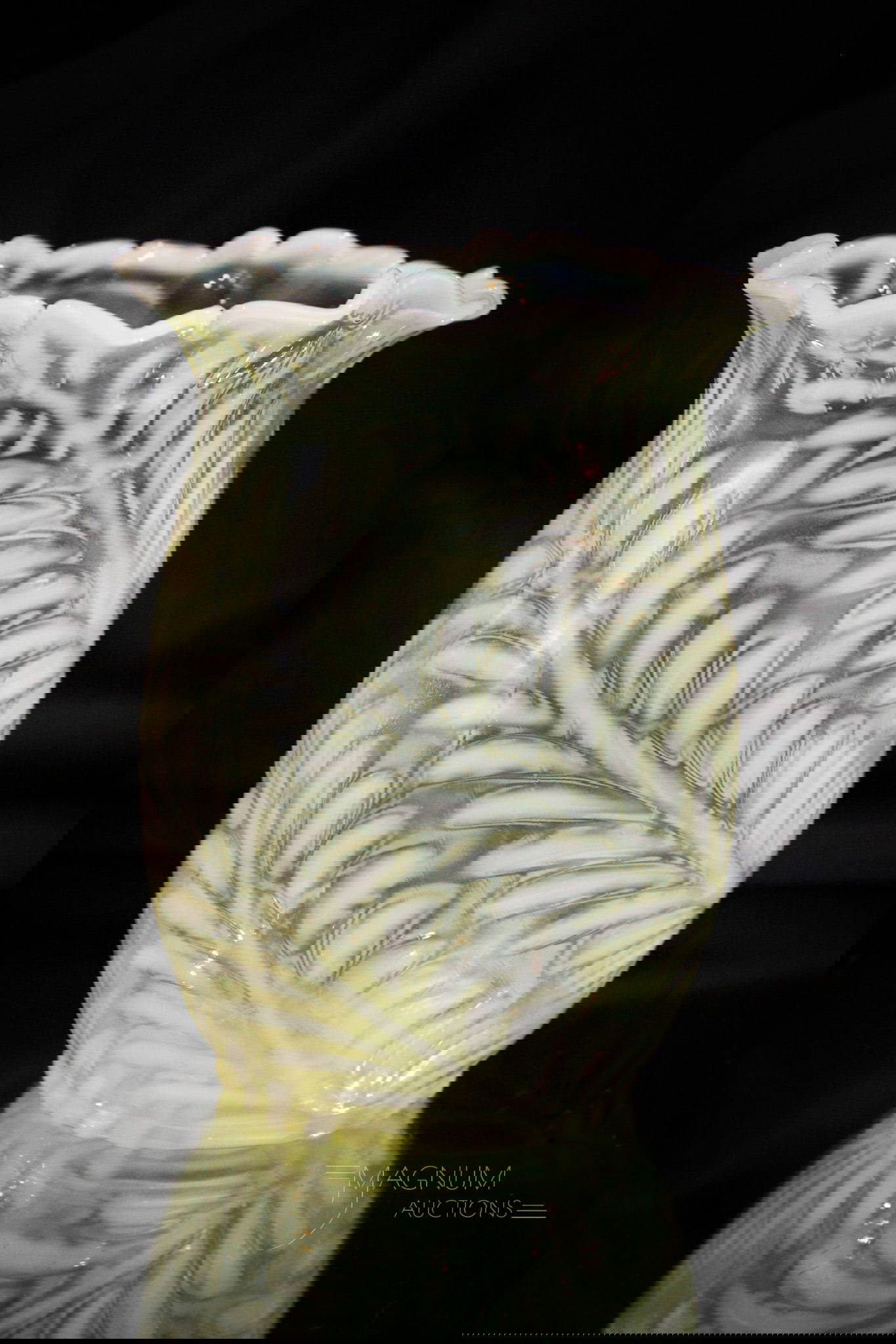 Vaseline Opalescent Fern Victorian Celery Vase Auction