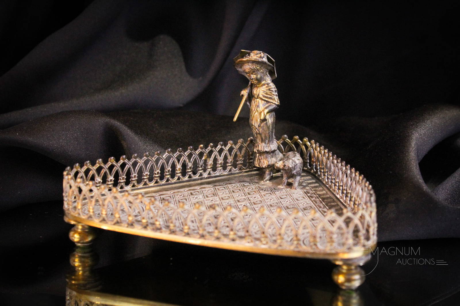 Tufts Victorian Silverplate Kate Greenaway Calling Card Tray Auction