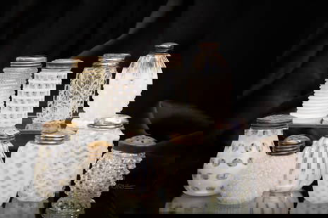 Northwood Custard Victorian Glass Maple Leaf Salt Shakers Auction