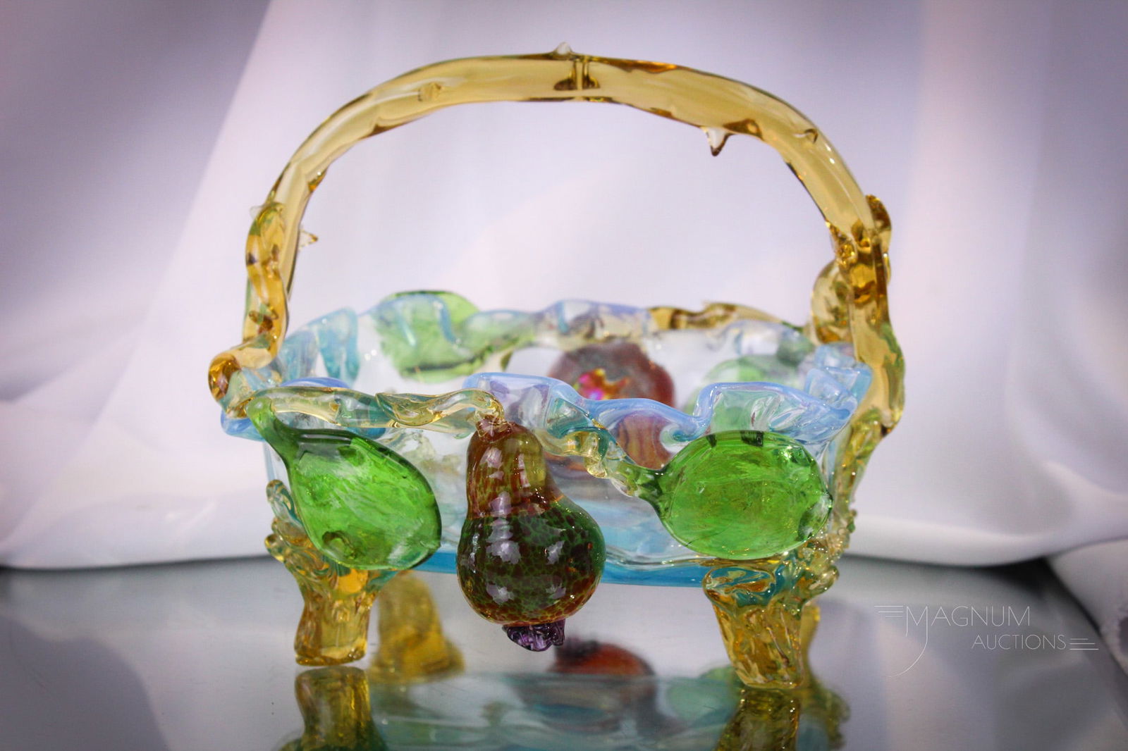 Stevens & Williams Victorian Fine Art Glass Opalescent Basket Auction