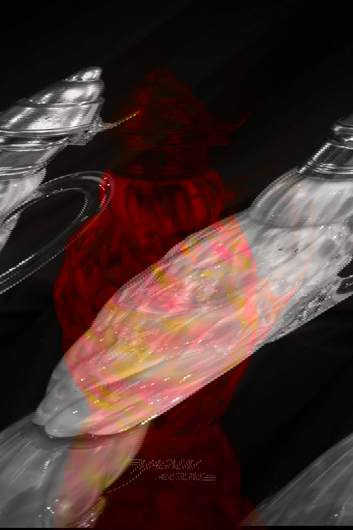 Northwood Royal Ivy Cased Spatter Victorian Glass Syrup Pitcher Auction