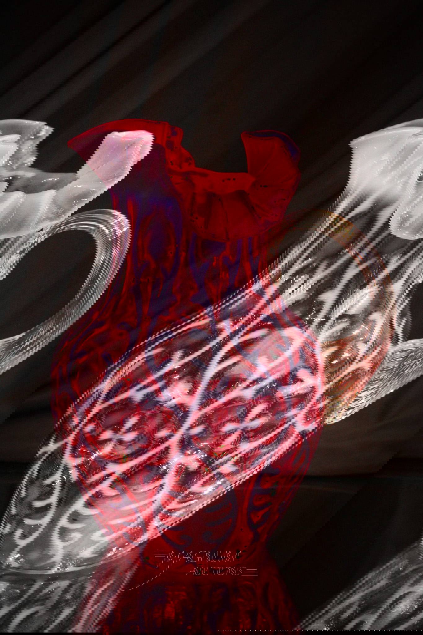 Northwood Cranberry Opalescent Spanish Lace Victorian Water Pitcher Auction