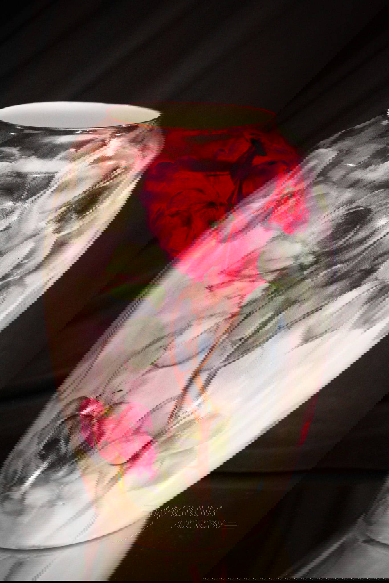 Bavaria Hand Painted Porcelain Roses Vase Auction