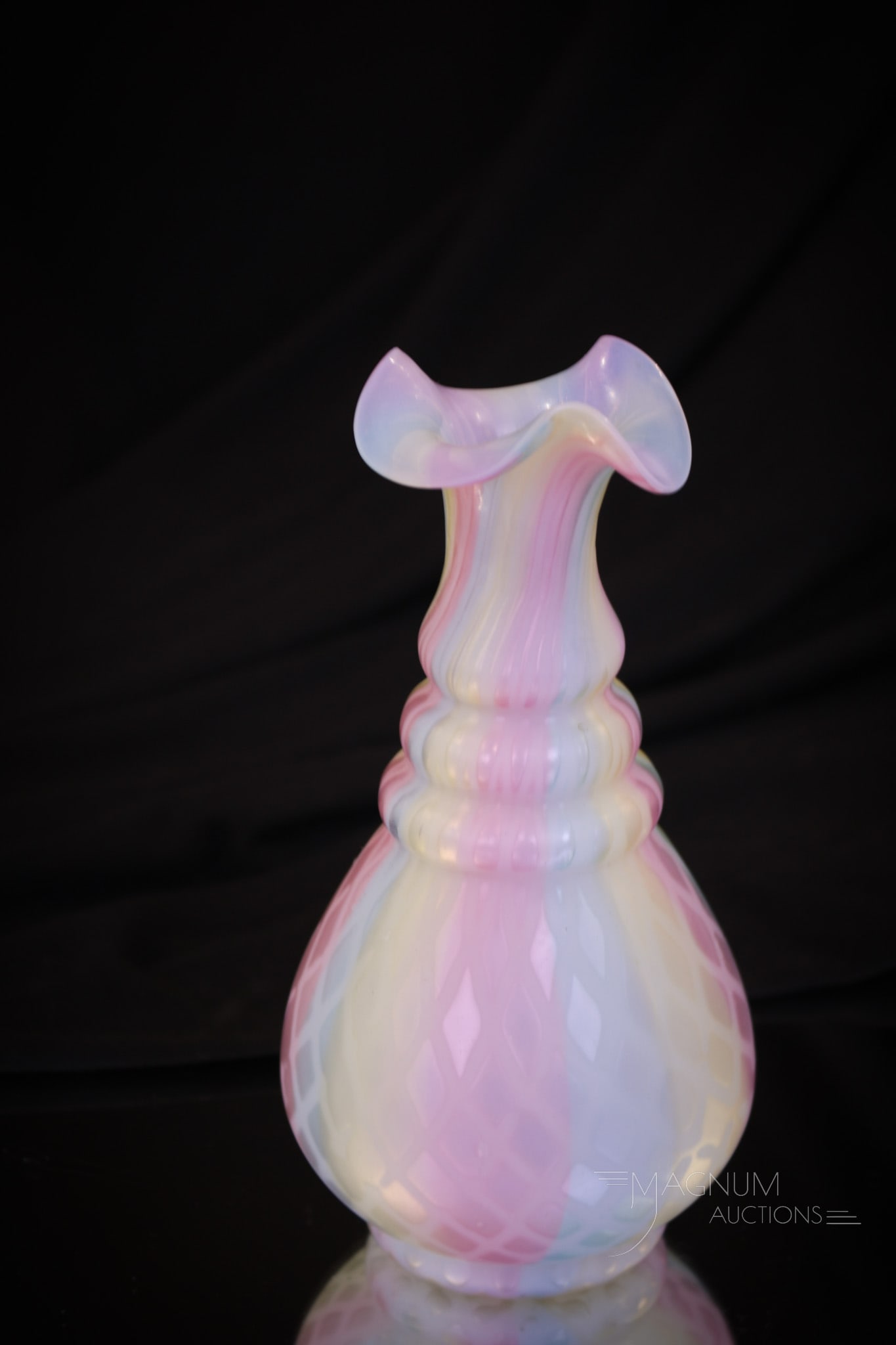 Victorian Rainbow Mother Of Pearl Satin Glass Vase Auction