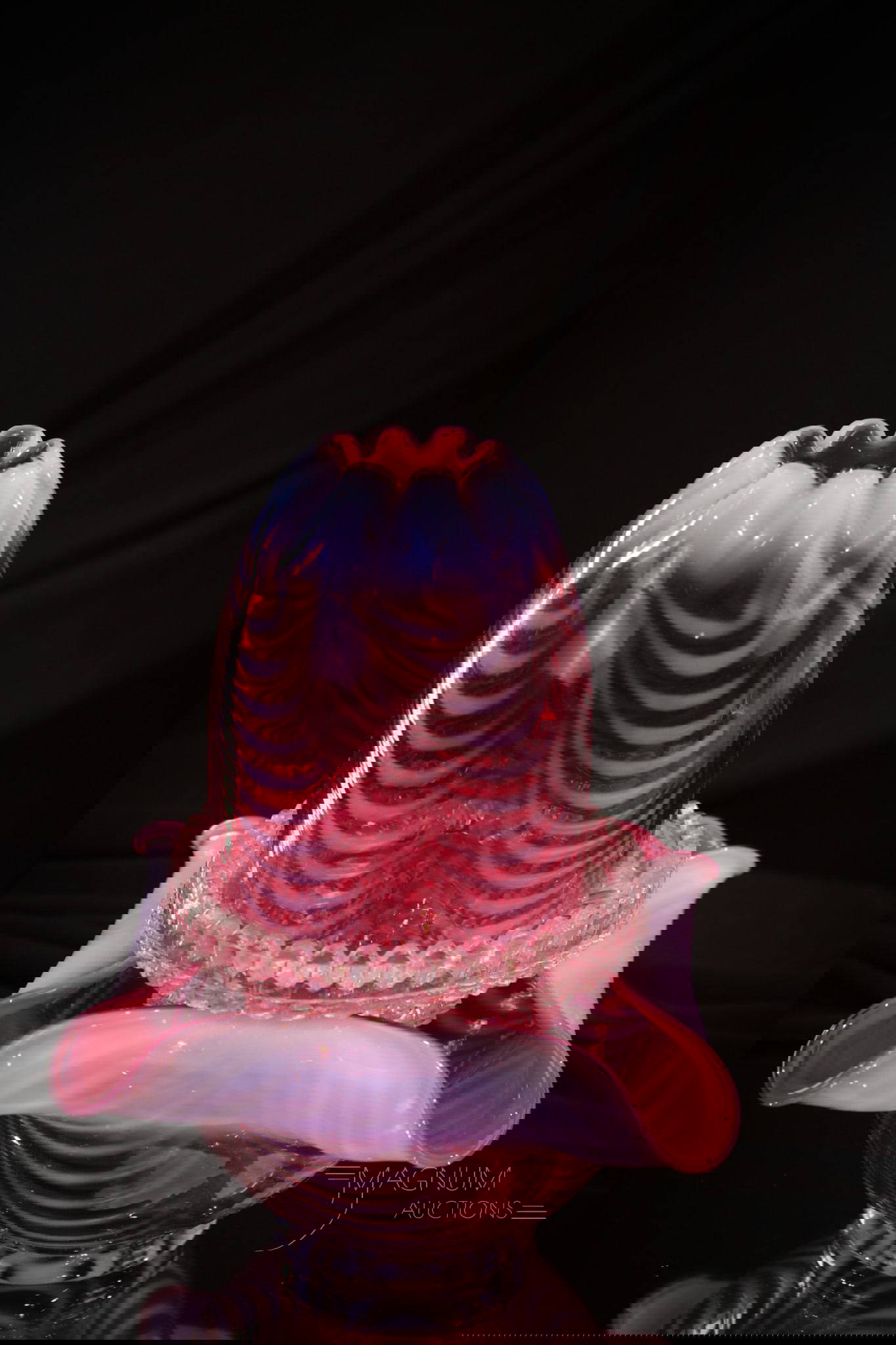 Fenton Cranberry Opalescent Glass Drapery Fairy Lamp Auction