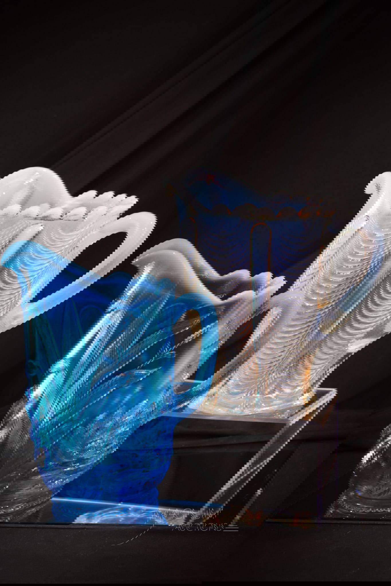 2 Pc Lot Victorian Opalescent Glass Water Pitchers Auction