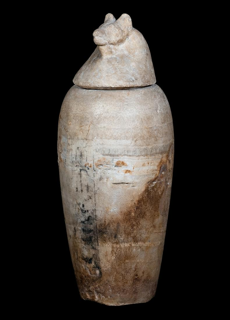 Canopic Jar With Head Of Jackal (duamutef). Ancient Egypt, Late Period ...