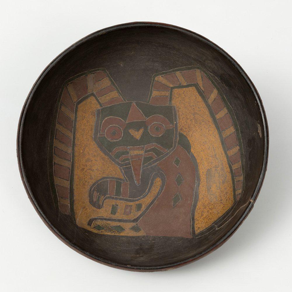 large bowl; Paracas Culture, Peru, 700-300 BC. Polychrome terracotta ...